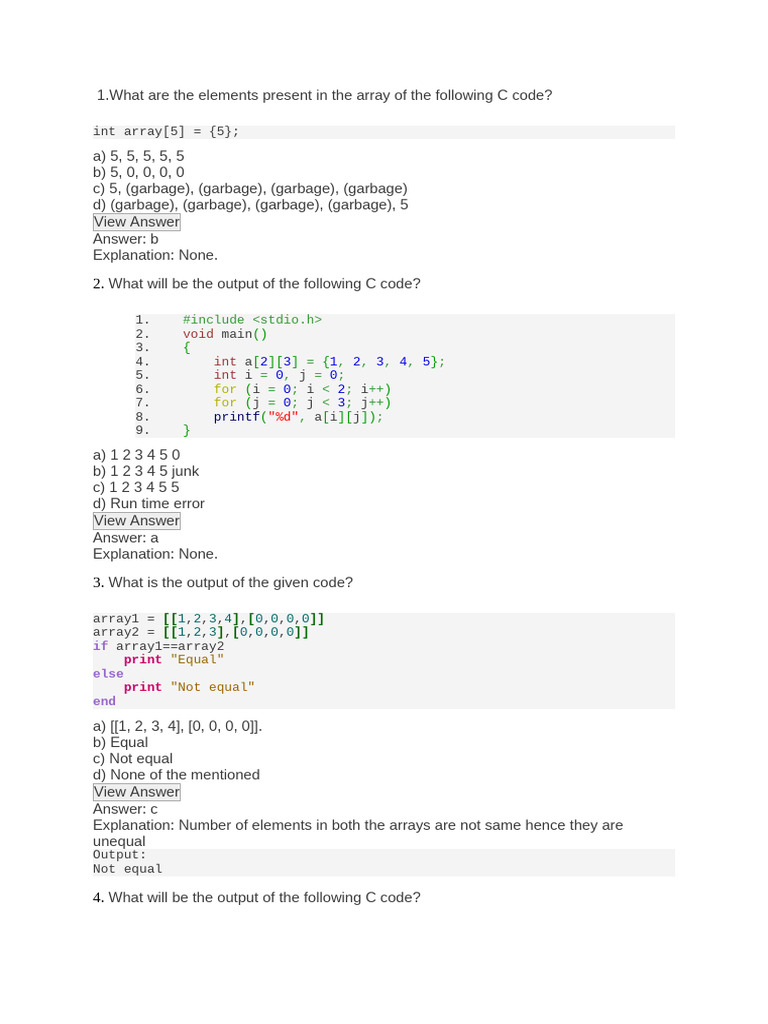 Answer Array and Strings | PDF | Computer Programming | Chess Theory