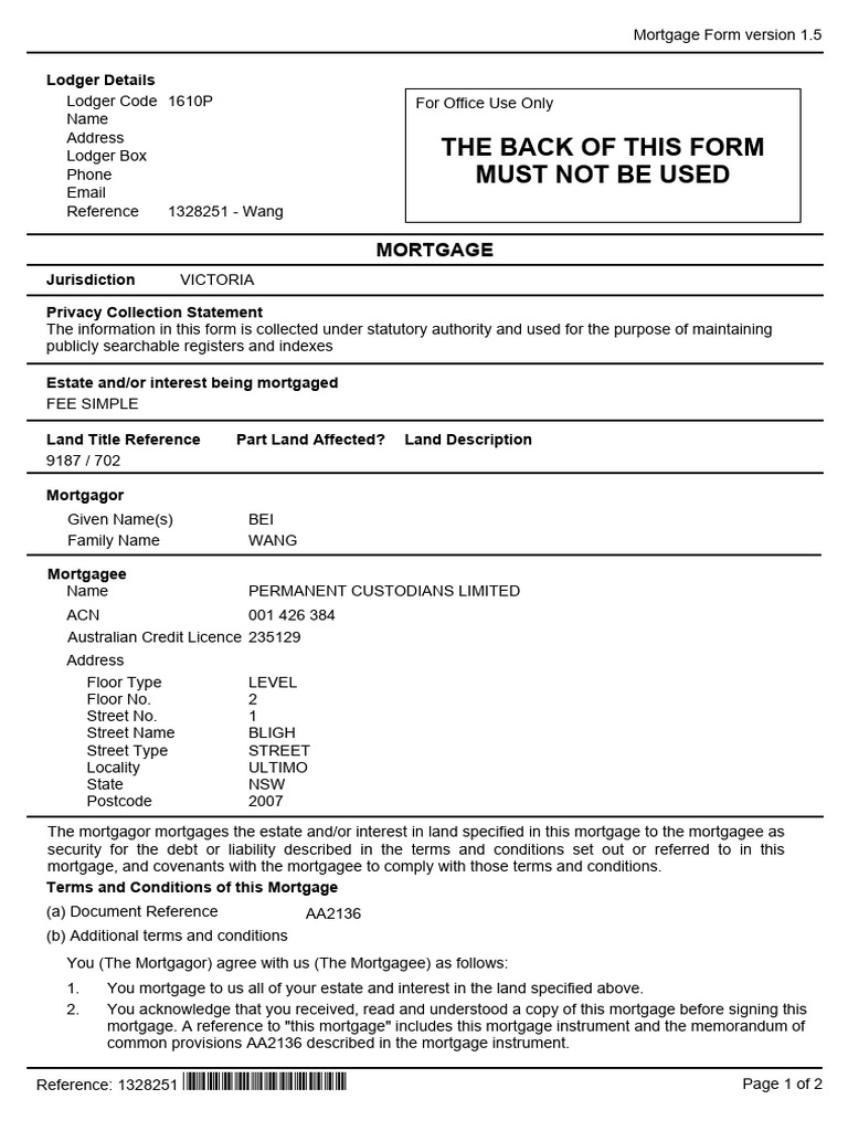 National Mortgage Form - VIC | PDF | Mortgage Law | Real Property Law