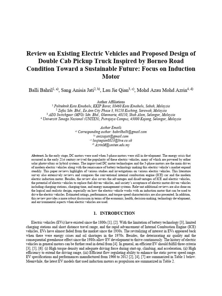 ISAMP 2023 (Review On Existing Electric Vehicles and Proposed Design of ...