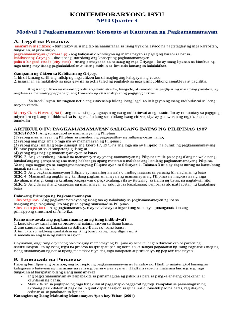 AP10 Module 1 8 Quarter 4 | PDF