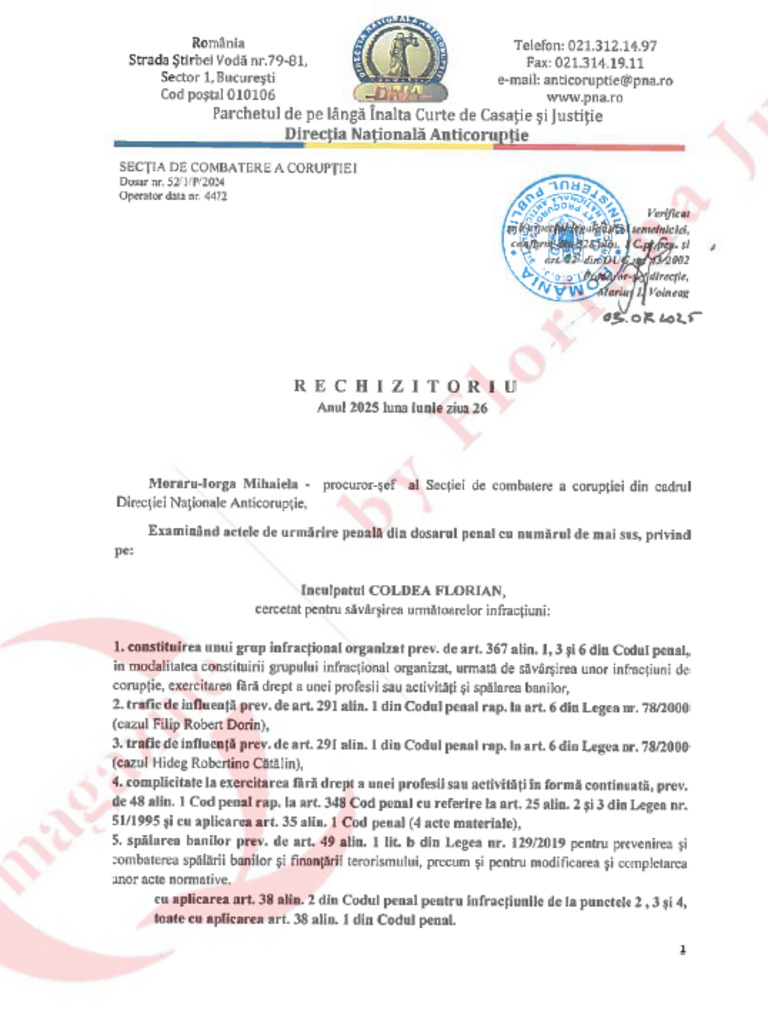 DNA Sectia I Rechizitoriul NR 52 1 P 2024 Coldea 3 Iul 2025 Watermark ...