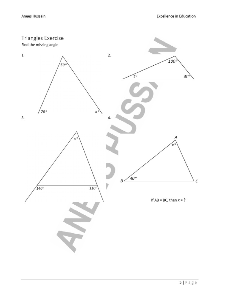 03 Triangles Exercise | PDF
