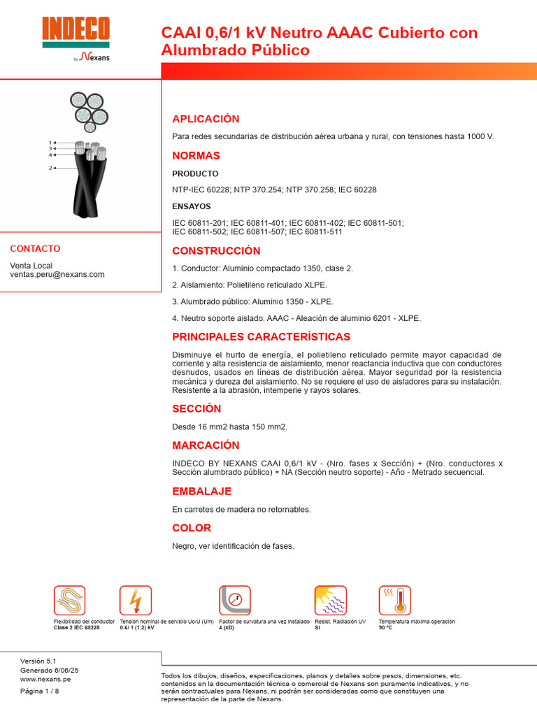 CAAI 0,6/1 kV: Conductor AAAC Cubierto | PDF | Aislador (Electricidad ...