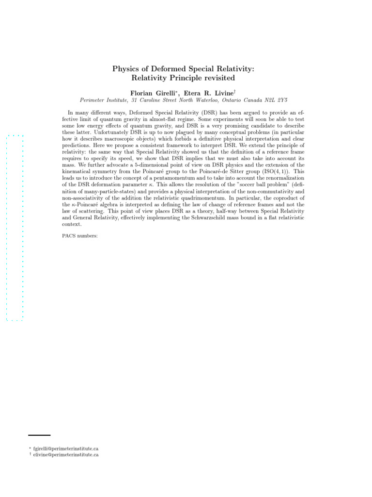 Deformed Special Relativity Explained | PDF | Special Relativity ...
