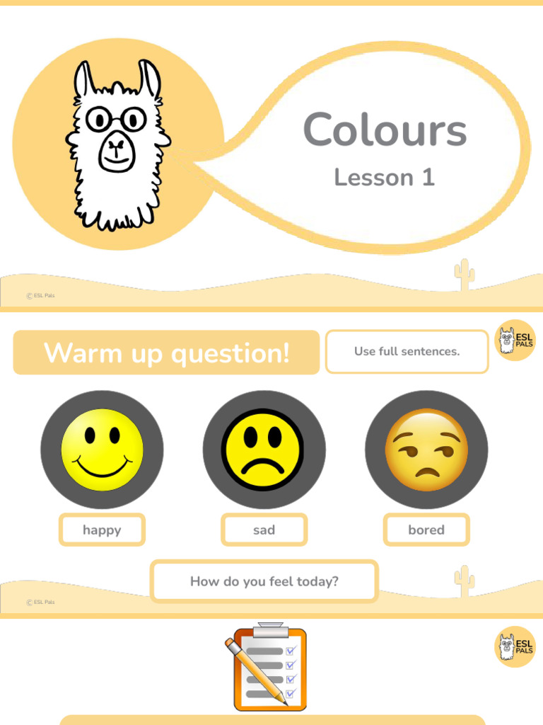 ESL Colours Lesson for Beginners | PDF | English As A Second Or Foreign ...