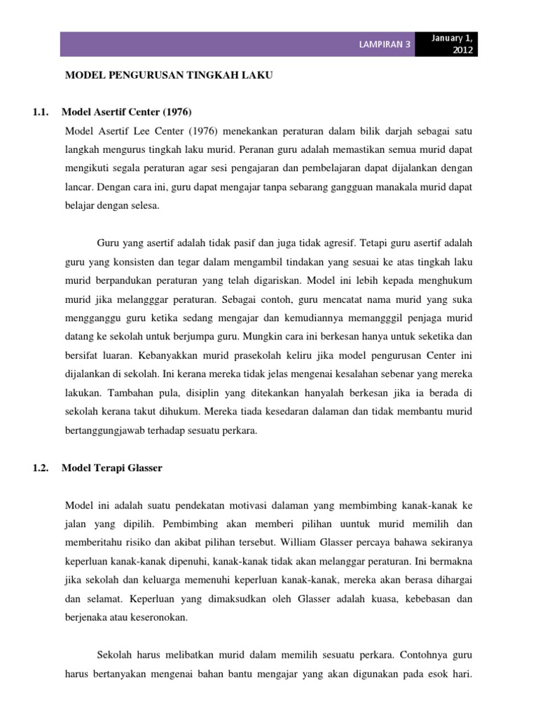 Model Pengurusan Tingkah Laku | PDF | Kesehatan Holistik