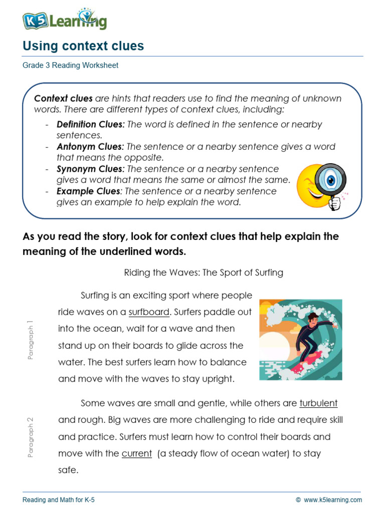 Grade 3 Reading With Context Clues XLR | PDF | Individual Sports ...