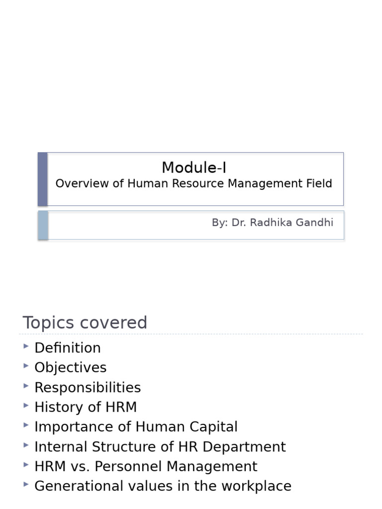 Managing Human Resource - Module I - Introduction To HRM | PDF | Human ...