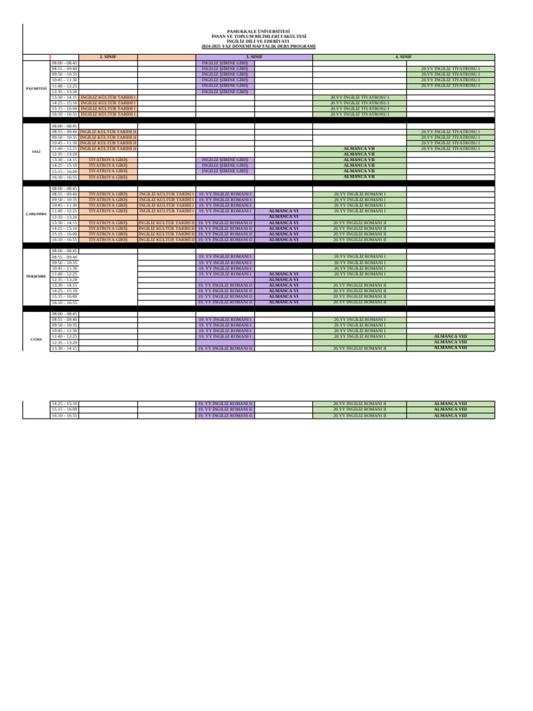 2025 Yaz Okulu Ders Programi | PDF