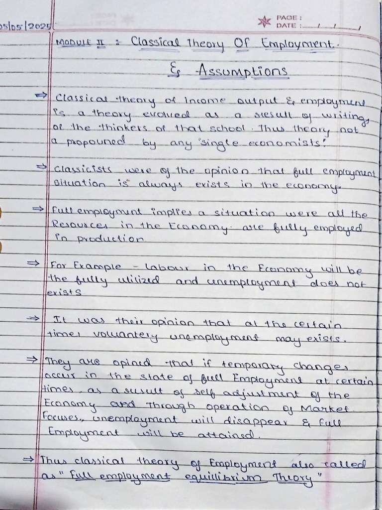 Classical Theory of Employment Overview | PDF