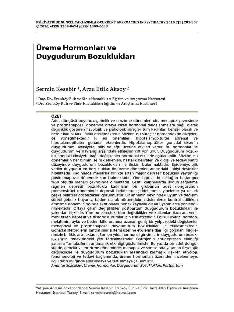 Reme Hormonlar Ve Duygudurum Bozukluklar (#133432) - 115138 | PDF