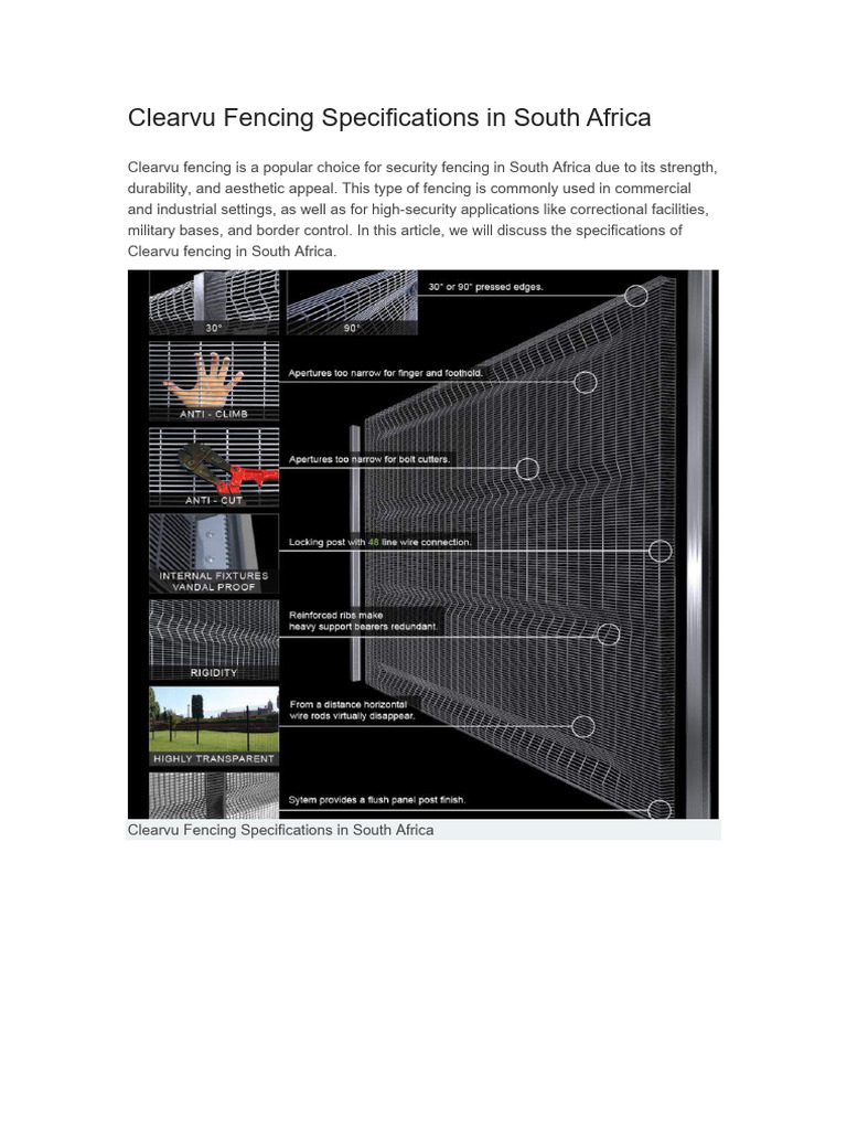 Clearvu Fencing Specifications (Hongyu) | PDF | Screw | Corrosion