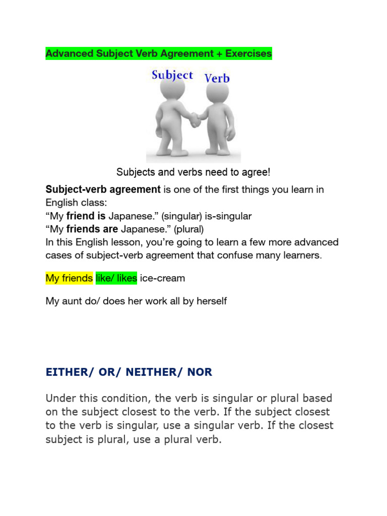 Subject Verb Identification | PDF | Plural | Grammatical Number