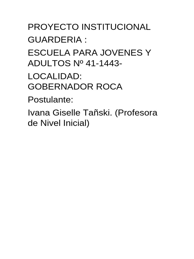 PROYECTO INSTITUCIONAL Guarderia | PDF