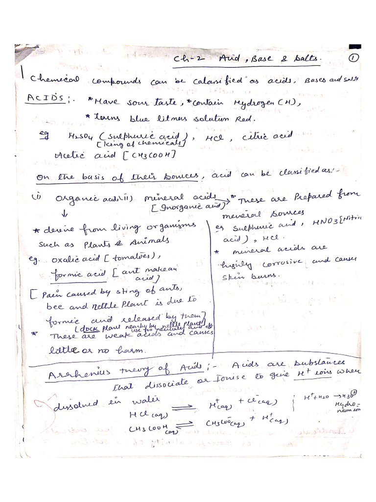 Class 10 Acid, Bases, and Salts Notes | PDF | Solid State Chemistry ...