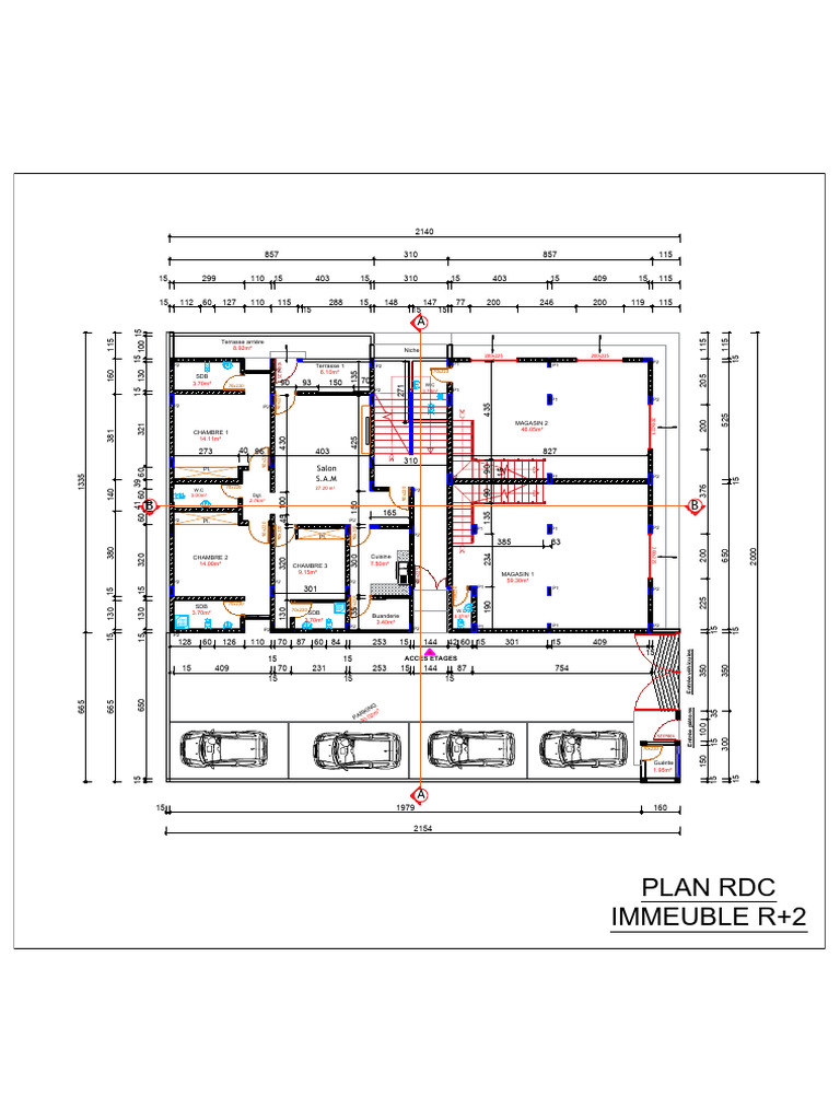 Plan de RDC d'un Immeuble R+2 | PDF