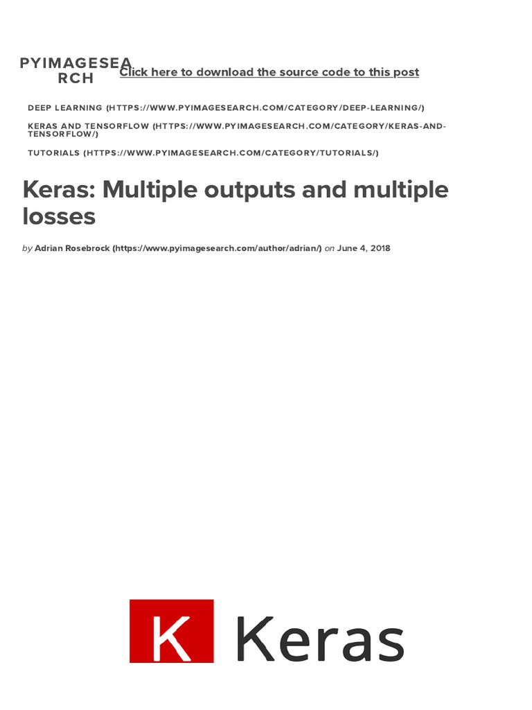 Keras - Multiple Outputs and Multiple Losses - PyImageSearch | PDF | Statistical Classification ...