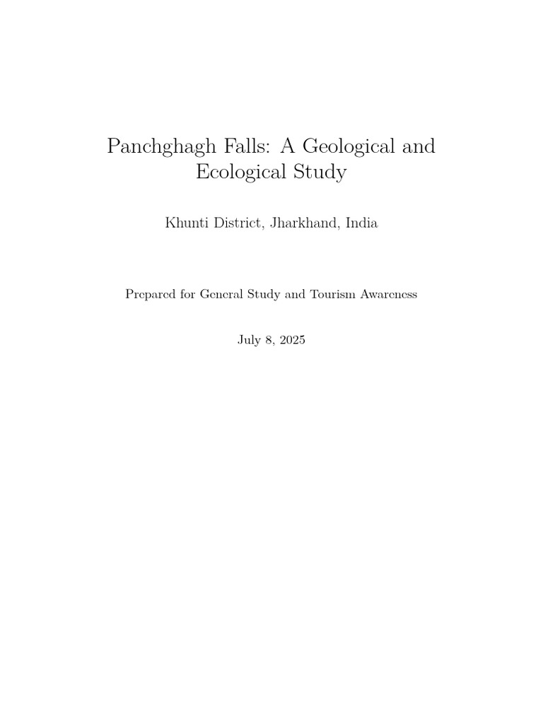Panchghagh Falls: A Geological and Ecological Study: Khunti District ...