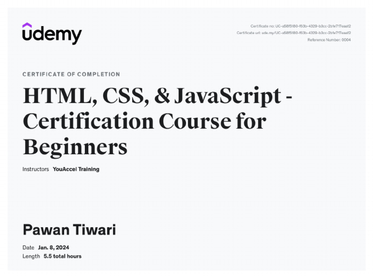 Certificate HTML | PDF