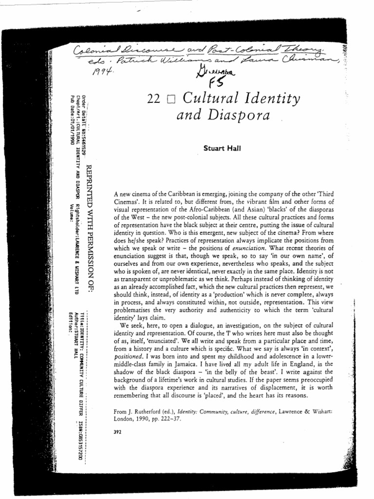 Stuart Hall on Cultural Identity 1990 | PDF
