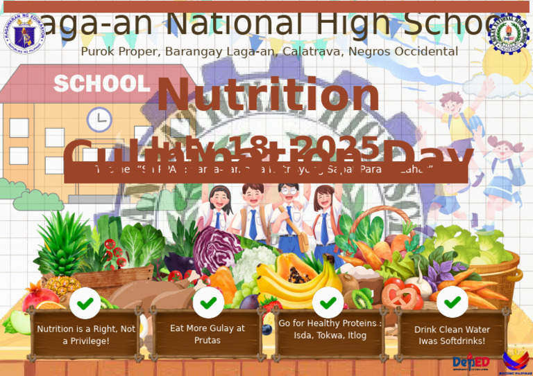 Nutrition Month Poster in Fruits and Vegetables Background Style | PDF