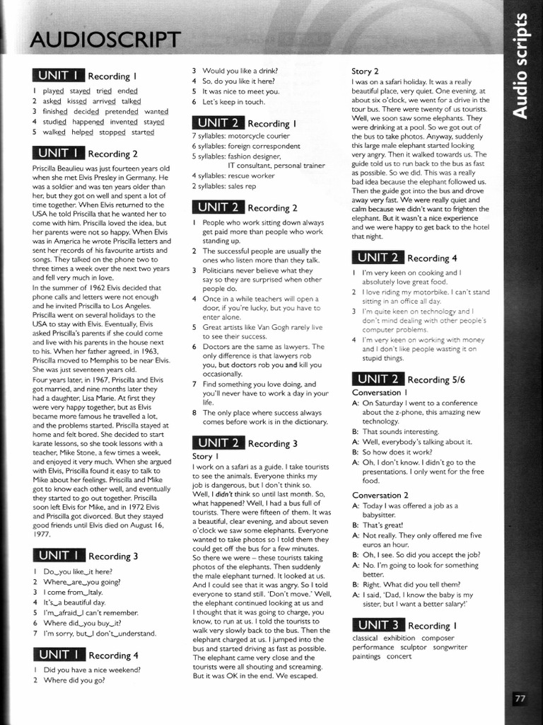 Marriage Divorce From Speak Out Pre-Int WB Transcription | PDF | Elvis Presley