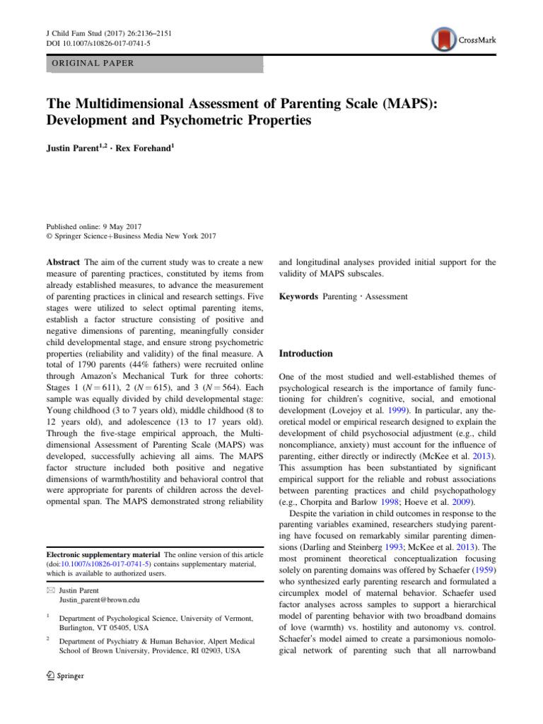 MAPS: New Parenting Assessment Tool | PDF | Parenting | Validity ...