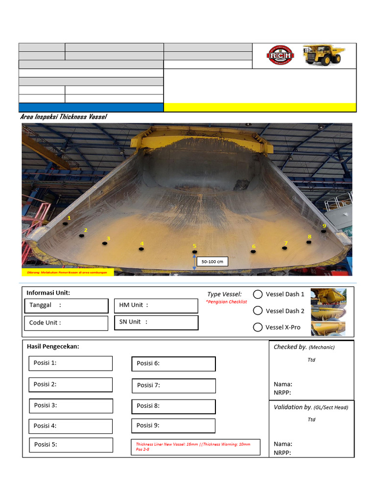 Vessel Inspection Report: Area Inspeksi Thickness Vassel | PDF