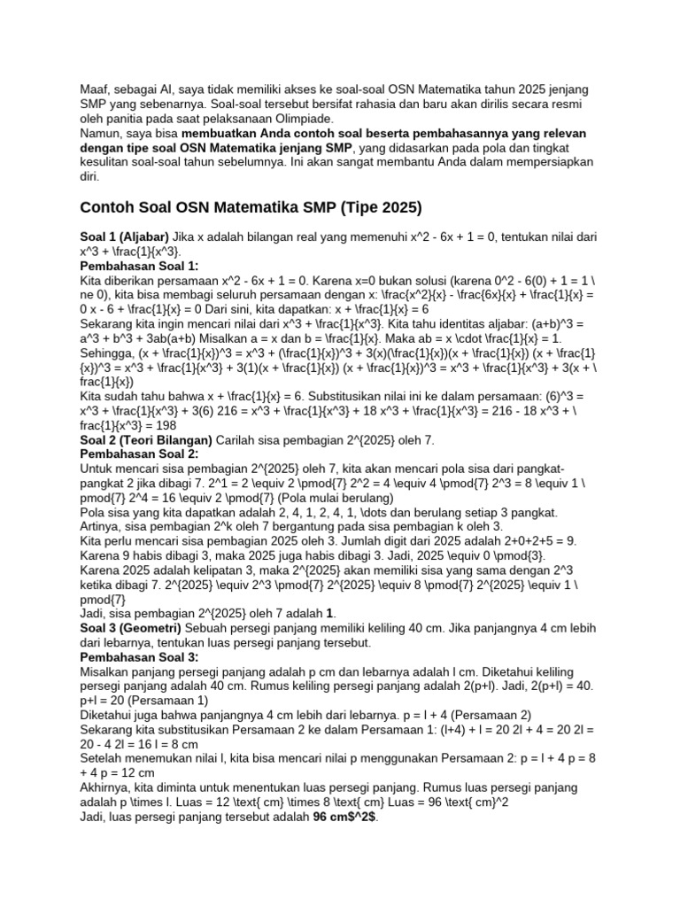 Buatkan Saya Contoh Soal OSN Dan Pembahasan Mapel ... | PDF
