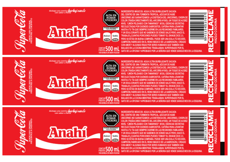 Etiqueta Coca Cola Anahi | PDF