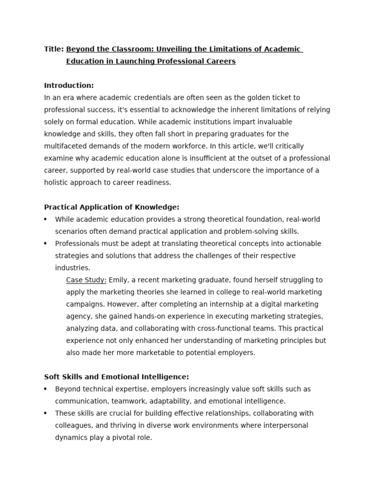 Unveiling The Limitations of Academic Education | PDF ...