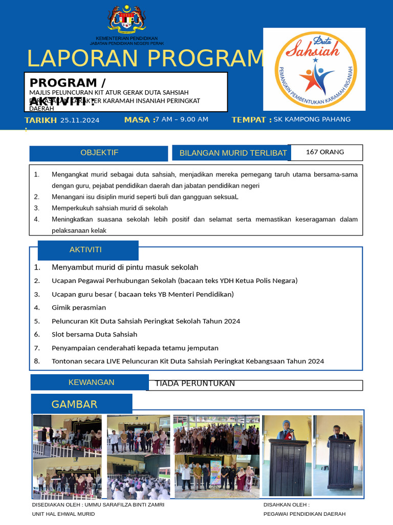 Opr Majlis Peluncuran Kita Atur Gerak Duta Sahsiah | PDF