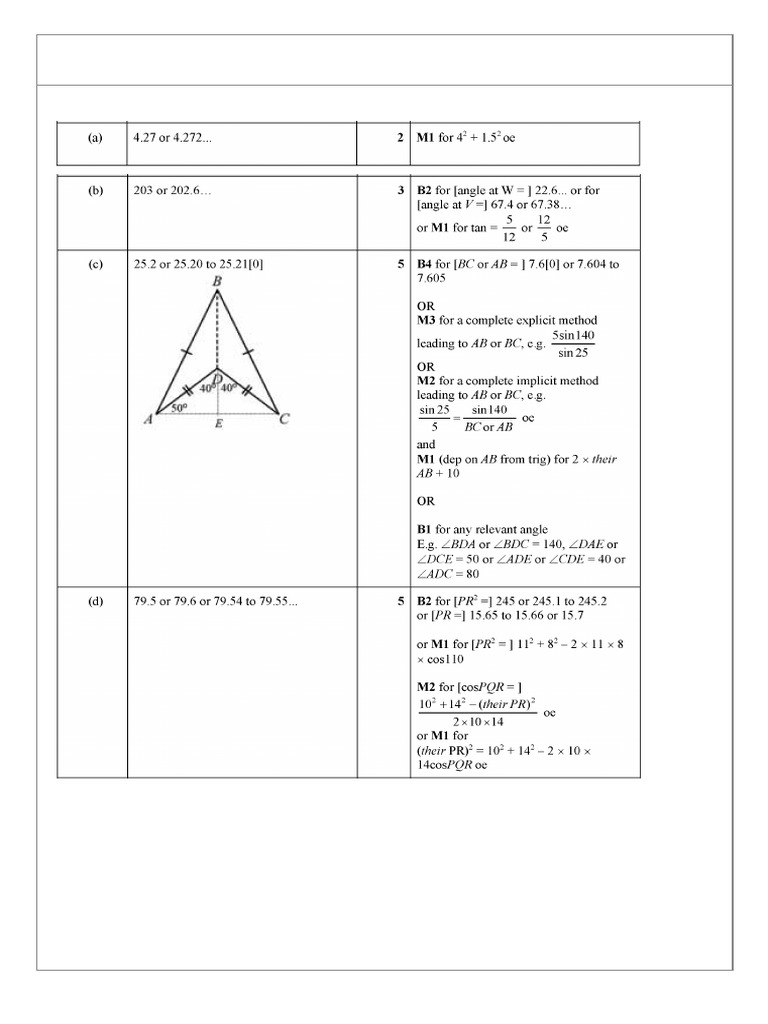 Exam Questions - Trigonometry Answers | PDF | Trigonometry | Elementary Mathematics