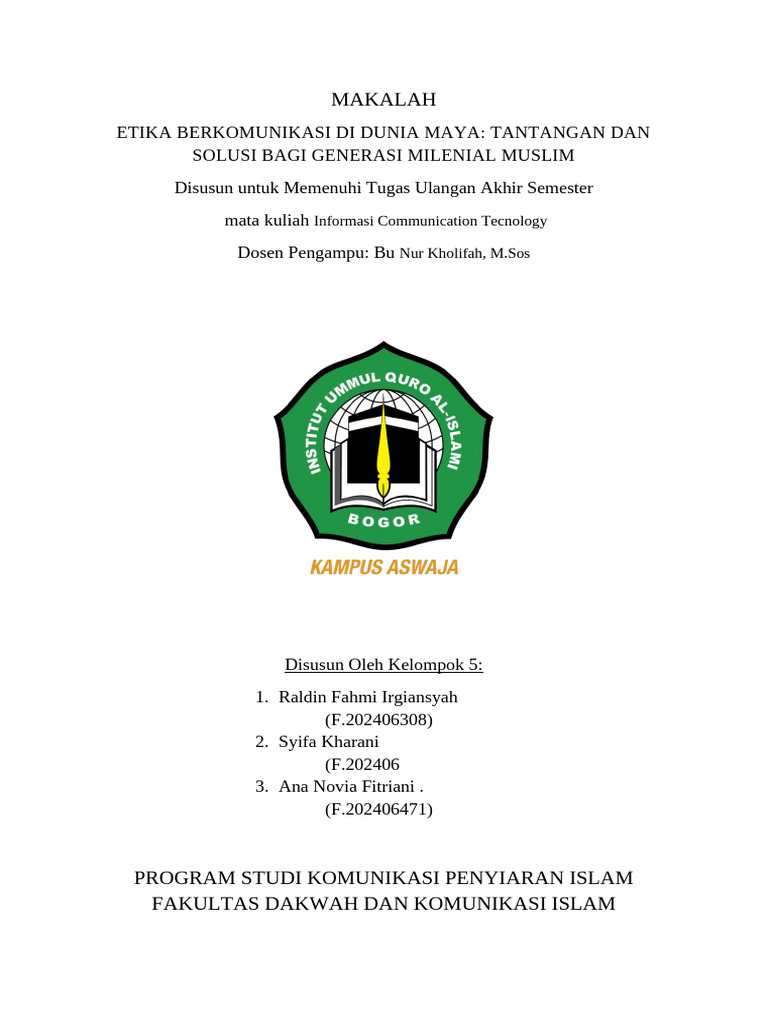 Makalh Ict Etika Berkomunikasi Di Dunia Maya | PDF