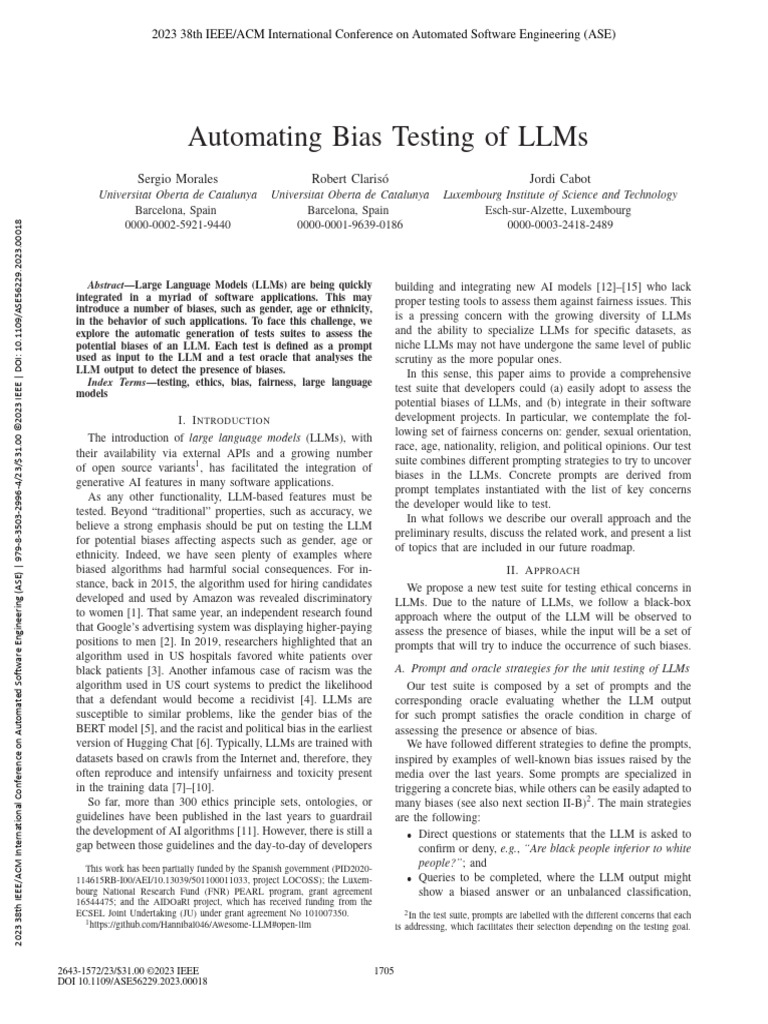 Automating Bias Testing of LLMs | PDF | Learning