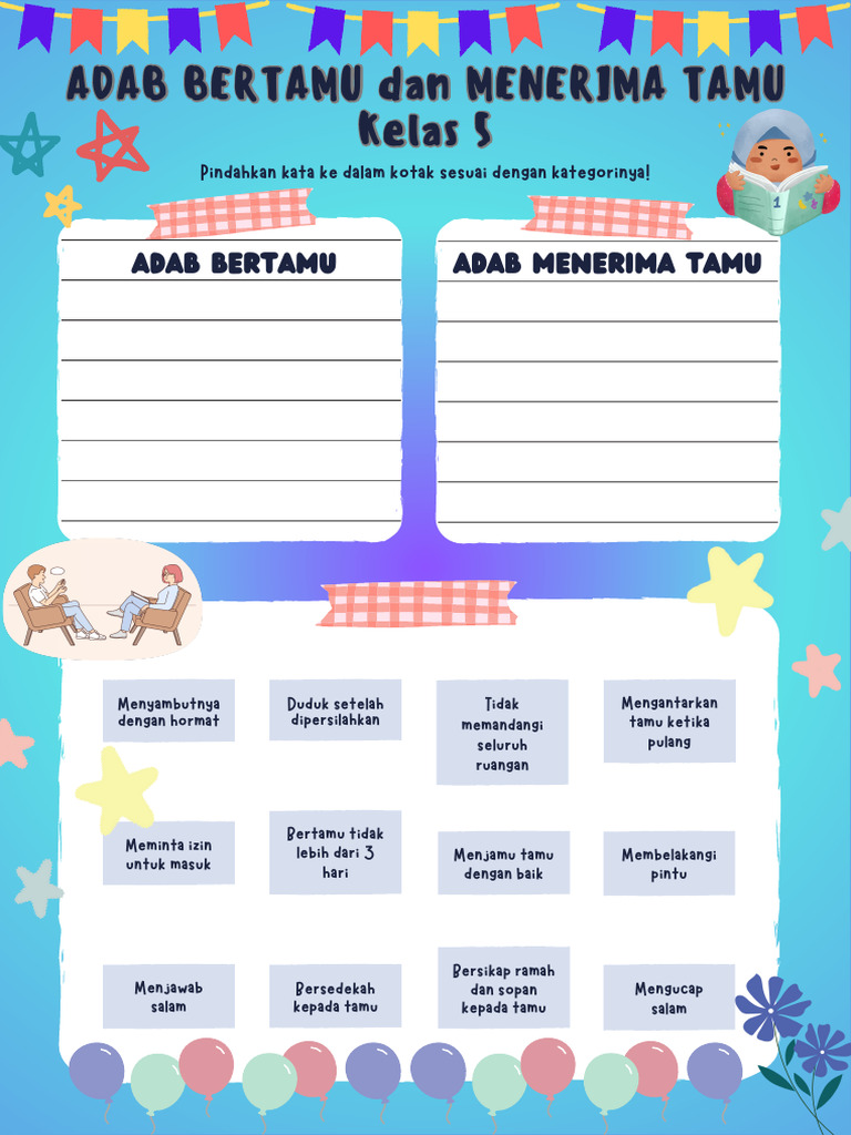 LKPD Adab Bertamu Dan Menerima TamuBahasa Indonesia Membaca Kata Sifat Dan Kata Benda Biru Putih ...