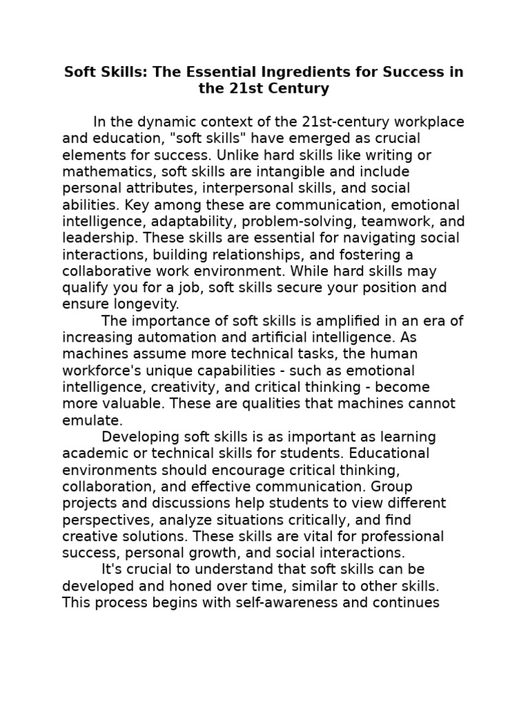 Essential Soft Skills for 21st Century Success | PDF | Skill | Intelligence