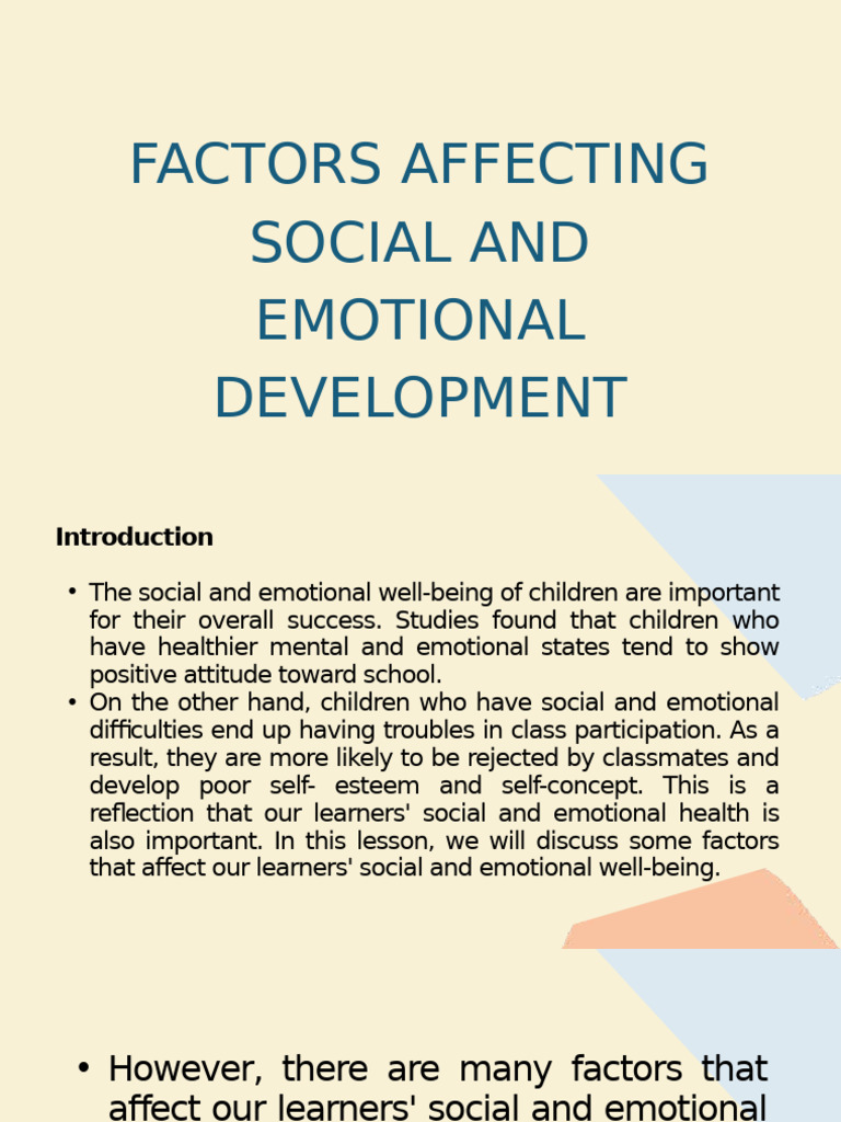 Factors Influencing Children's Emotional Development | PDF ...