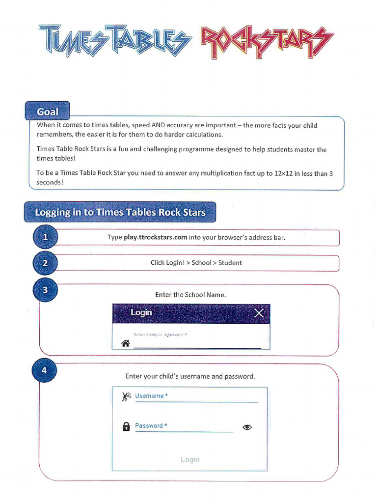 Times Tables Rock Stars Instructions | PDF