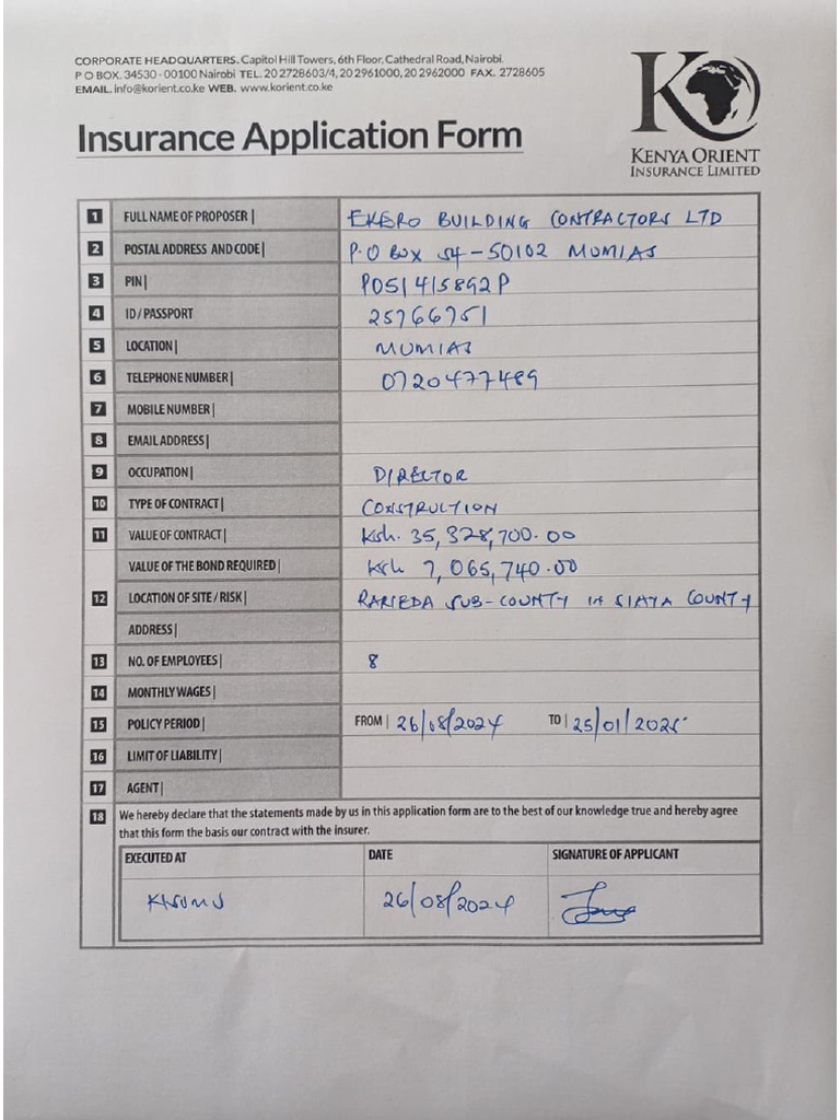 Ekero Building Insurance Docs | PDF