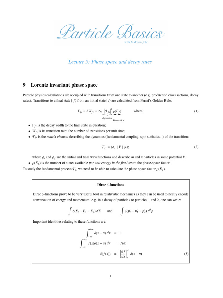 Lorentz Invariant Phase Space Analysis | PDF | Wave Function ...