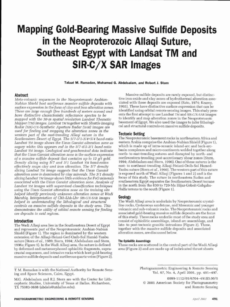 Gold-Bearing Massive Sulfide MG | PDF | Remote Sensing | Geology