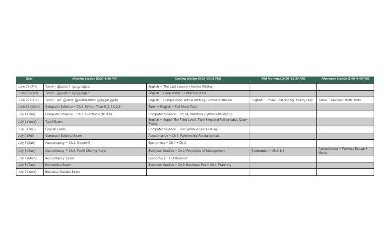 Srini - Study TimeTable | PDF
