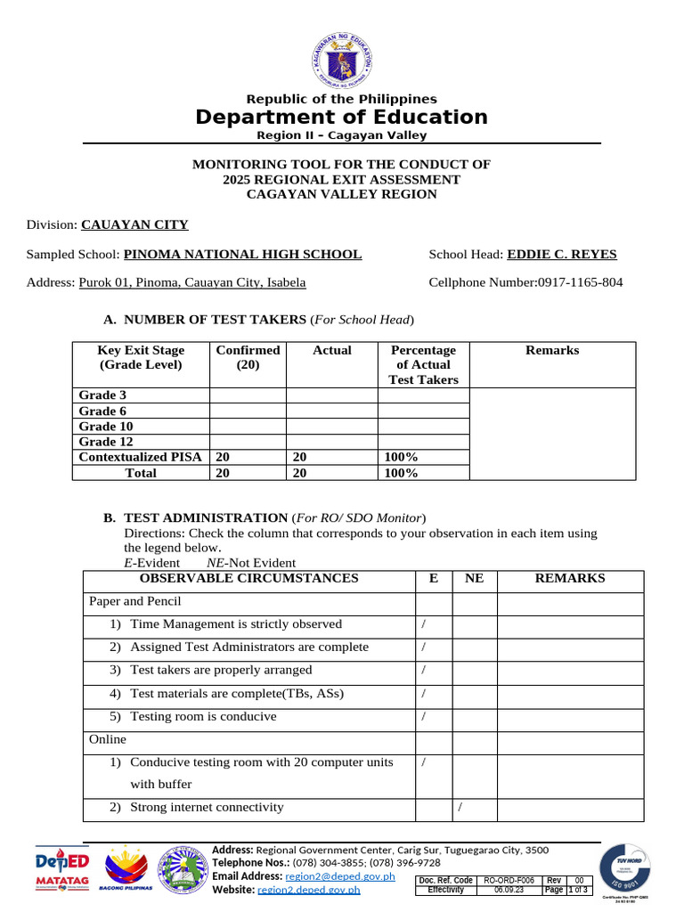 2025 Regional Exit Assessment Tool | PDF | Evaluation Methods