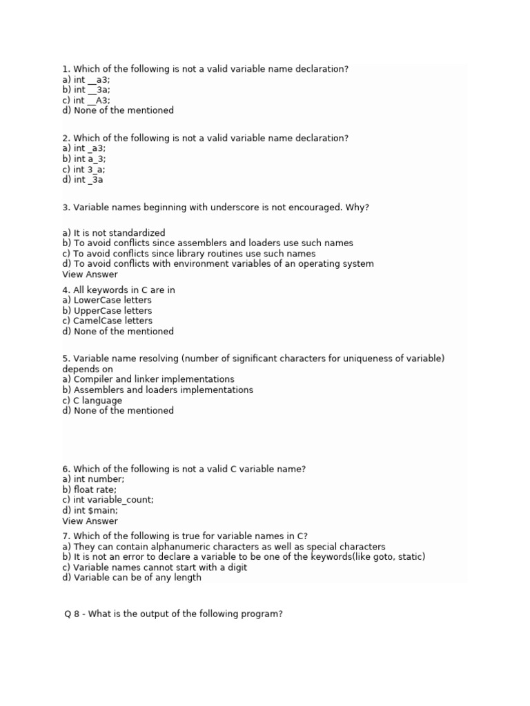 Paper 5 - C MCQ by Parag Sohoni | PDF | C (Programming Language) | Reserved Word