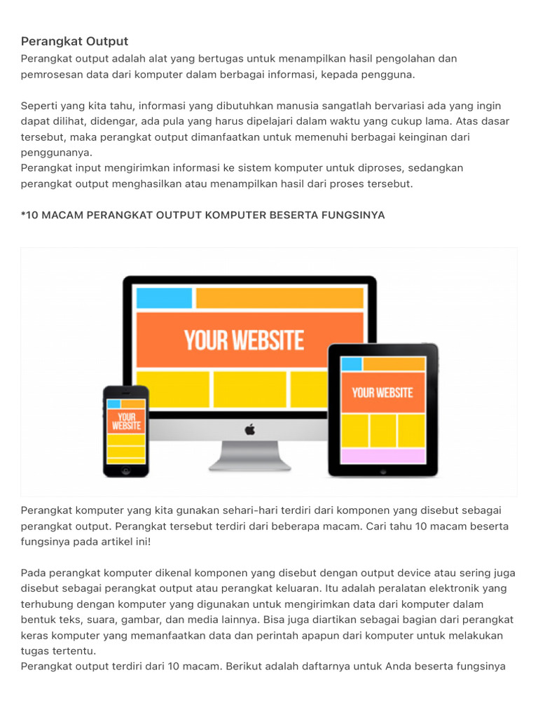 10 Perangkat Output dan Fungsinya | PDF