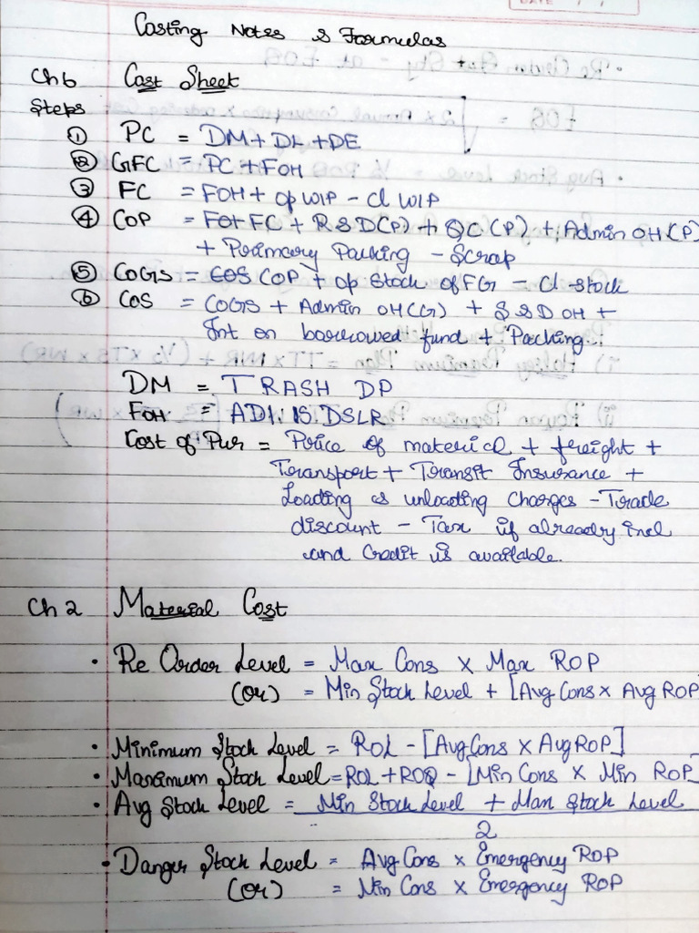 Costing Formulas | PDF