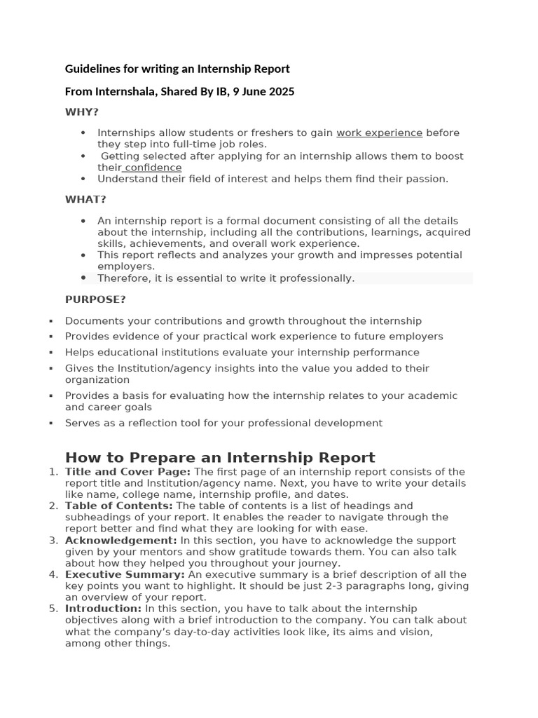Guidelines For Writing An Internship Report | PDF | Non Disclosure ...