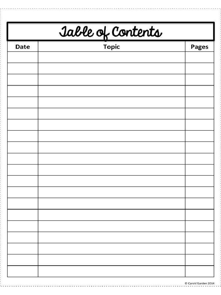 Blank Table of Contents Template PDF (1) - TEMPLATES EXAMPLE | PDF