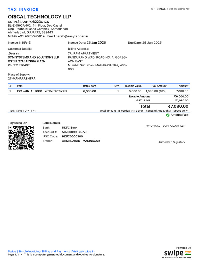 Invoice for SCM Systems Solutions LLP | PDF | Government Finances | Taxes